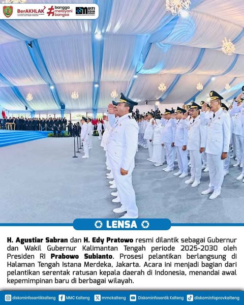 H. Agustiar Sabran dan H. Edy Pratowo Resmi Dilantik sebagai Gubernur ...